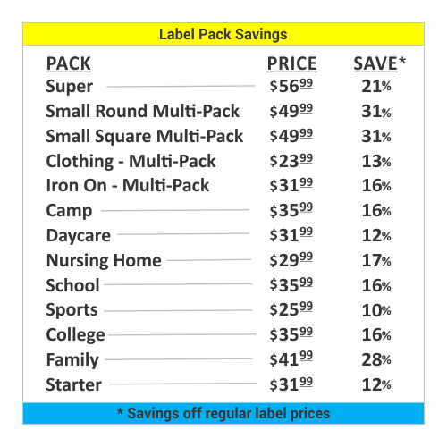 Label Packs | Laundry Safe Labels | IdentaMe Labels